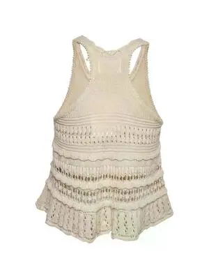MARANT ETOILE Cream Cotton Knitted Tank Top