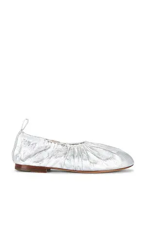 MANSUR GAVRIEL Ruched Ballerina Flat - Metallic Silver
