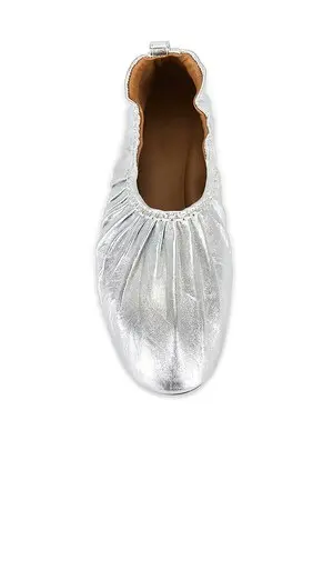 MANSUR GAVRIEL Ruched Ballerina Flat - Metallic Silver