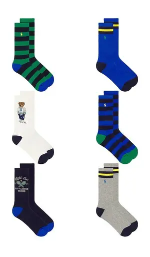 Polo Ralph Lauren Athletic Bear Socks 6-pack - Multi