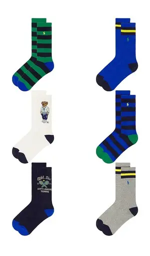 Polo Ralph Lauren Athletic Bear Socks 6-pack