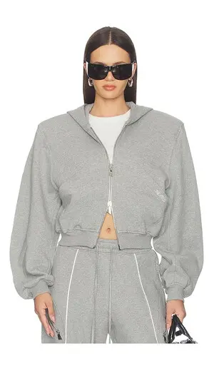 Attico Cropped Fleece Zip-up Sweatshirt