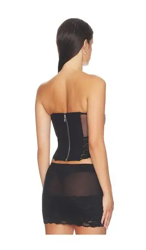 HAELO Opacity Corset With Lace Trim And Front Lace-up Detail