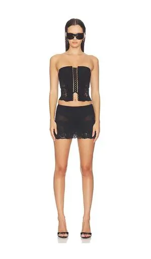 HAELO Opacity Corset With Lace Trim And Front Lace-up Detail