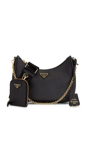 FWRD RENEW Prada Saffiano Re-edition 2005 Shoulder Bag - Black