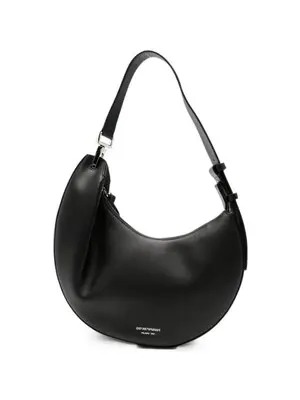 Emporio Armani Medium Leather Hobo Bag - Black