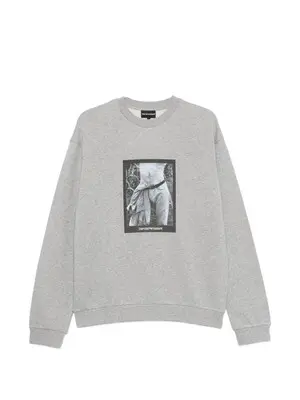 Emporio Armani Printed Cotton Sweatshirt - Grey