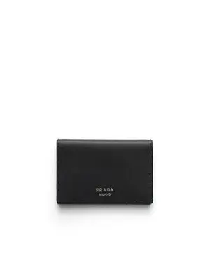 Prada Antiqued Leather Card Holder - Black