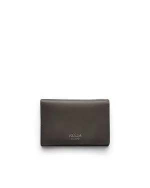 Prada Antiqued Leather Card Holder - Graphite
