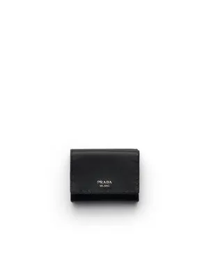Prada Small Antiqued Leather Wallet - Black