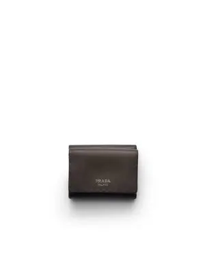 Prada Small Antiqued Leather Wallet - Graphite