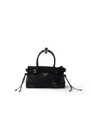Prada Bonnie Small Re-nylon And Leather Handbag - Black
