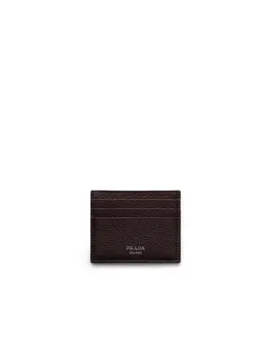 Prada Leather Card Holder - Brown