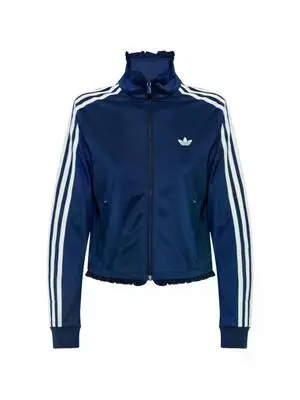 Adidas Ruffle-trimmed Zip-up Sweatshirt - Blue