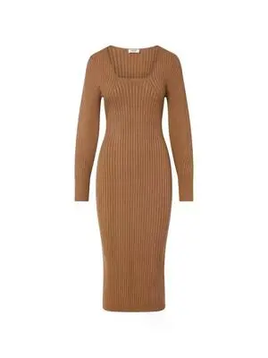 Liu Jo Balloon Knit Midi Dress - Brown