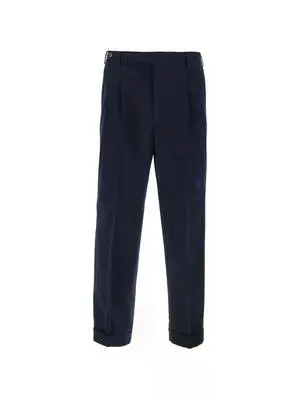 PT TORINO Pleated Turn-up Trousers - Blue