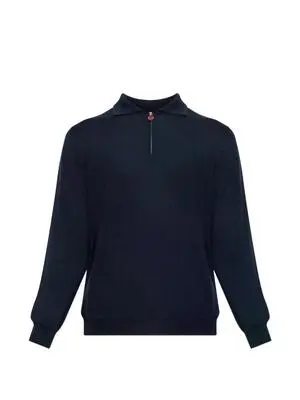 Kiton Quarter-zip Long-sleeve Polo Shirt - Blue
