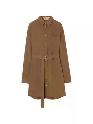 Burberry Silk Crepe De Chine Shirt Dress With Charm Print - Brown