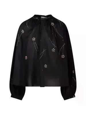 FORTE_FORTE Floral Embroidered Gathered Shirt
