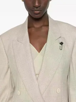 LARDINI Houndstooth-pattern Double-breasted Blazer