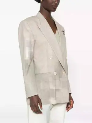 LARDINI Double-breasted Houndstooth Blazer