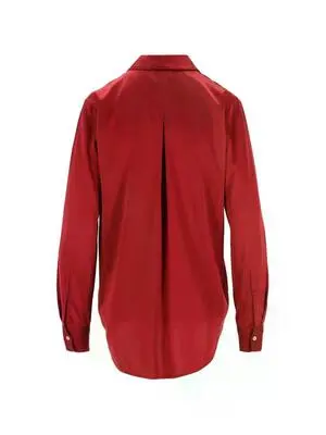 FORTE_FORTE Satin-finish Classic-collar Shirt - Red