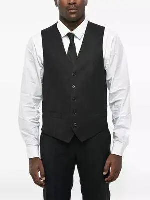 Corneliani V-neck Welt-pocket Waistcoat - Black