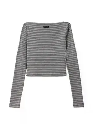 Miu Miu Striped Jersey Top - Grey