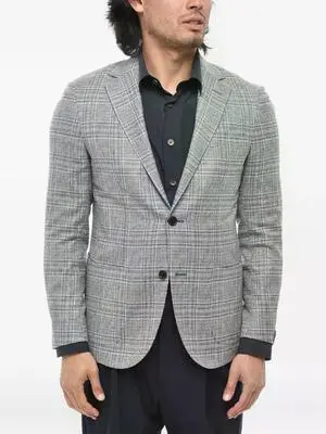Corneliani Checked Single-breasted Blazer - Grey