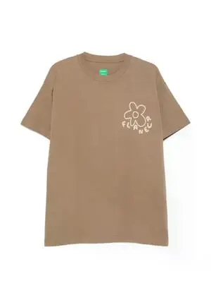 FLANEUR Blossom Logo-print Crew-neck T-shirt - Brown