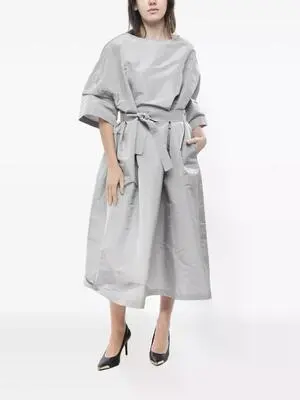 SUPER BLOND Belted Silk-organza Midi Dress
