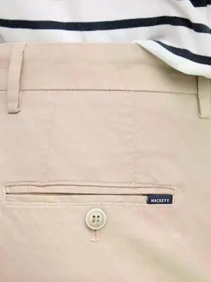 HACKETT LONDON Trousers With Belt Loops And Logo Patch - Neutrals