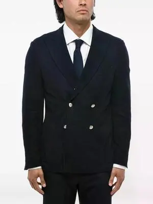 Corneliani Textured Double-breasted Blazer - Blue