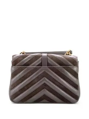 Saint Laurent Matelassé Chevron Leather And Suede Medium Shoulder Bag - Grey