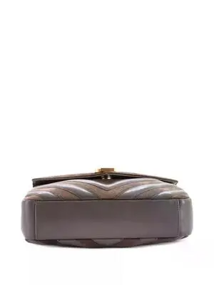 Saint Laurent Matelassé Chevron Leather And Suede Medium Shoulder Bag - Grey