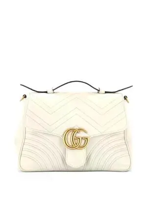 Gucci Gg Marmont Matelassé Leather Small Satchel - White