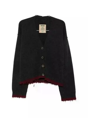 UMA WANG Distressed-trim Oversized Cardigan - Grey