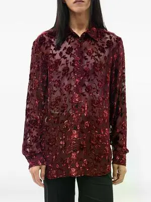 ANN DEMEULEMEESTER Andre Floral-devoré Shirt - Red