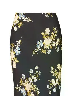 Veronica Beard Clover Floral Maxi Skirt - Black