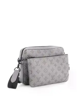 LOUIS VUITTON Trio Messenger Bag Monogram Shadow Leather Crossbody Bag - Grey