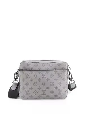 LOUIS VUITTON Trio Messenger Bag Monogram Shadow Leather Crossbody Bag - Grey