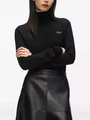 Karl Lagerfeld Logo-embroidered Turtleneck Sweater - Black