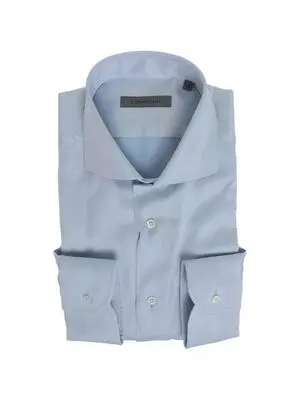 Corneliani Herringbone-pattern French-collar Shirt - Blue