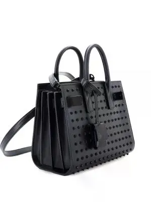Saint Laurent Sac De Jour Bag Studded Leather Nano Tote Bag - Black