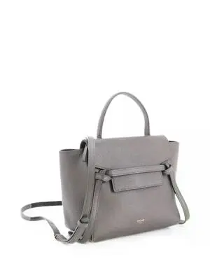 Celine Textured Leather Belt Bag Nano Shoulder Bag - Grey