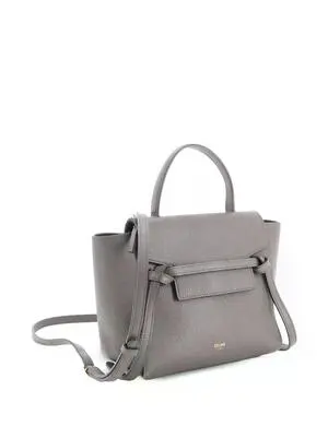 Celine Belt Bag Textured Leather Nano Shoulder Bag - Grey