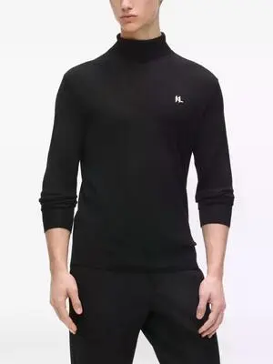 Karl Lagerfeld Monogram Wool Turtleneck Sweater - Black