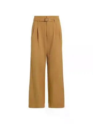 Polo Ralph Lauren Cotton-linen Blend Pleated Trousers With Belt