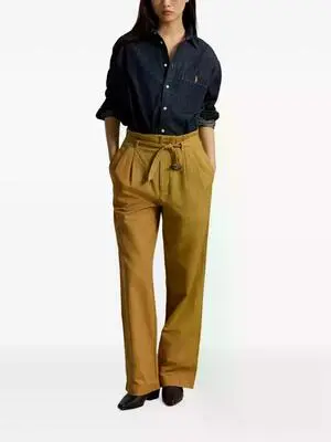 Polo Ralph Lauren Cotton-linen Blend Pleated Trousers With Belt