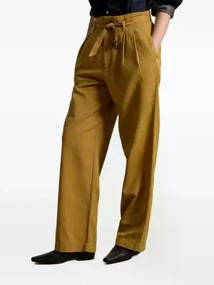 Polo Ralph Lauren Cotton-linen Blend Pleated Trousers With Belt